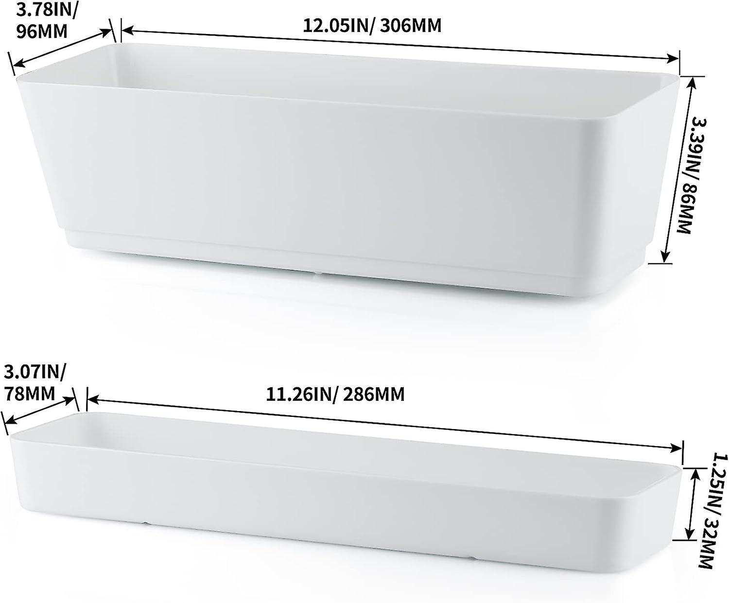 3 Pcs 12" Rectangular Flower Box, Rectangular Resin Flower Pot, Outdoor ...