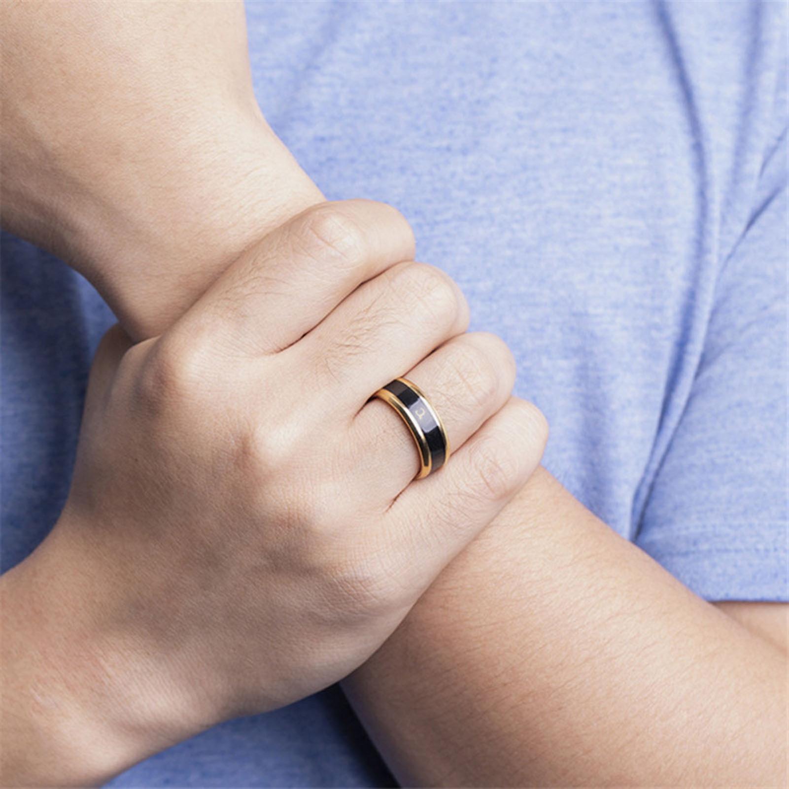 Titanium Steel Wedding Band Sense Body Temperature Ring Intelligent ...