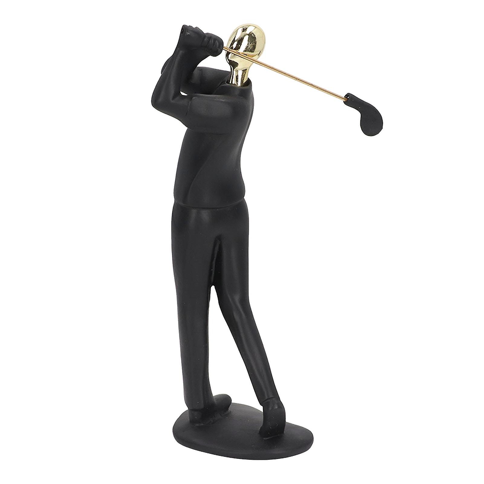 Matte Black Golfer Figurine - Antislip Base Sculpture for Bookshelf and ...