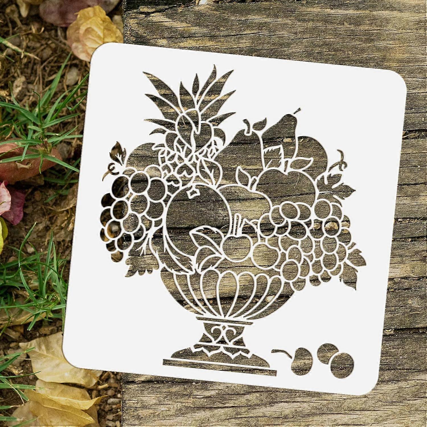 Fruit Bowl Stencil 11.8x11.8inch Reusable A Plate of Fruit Drawing ...