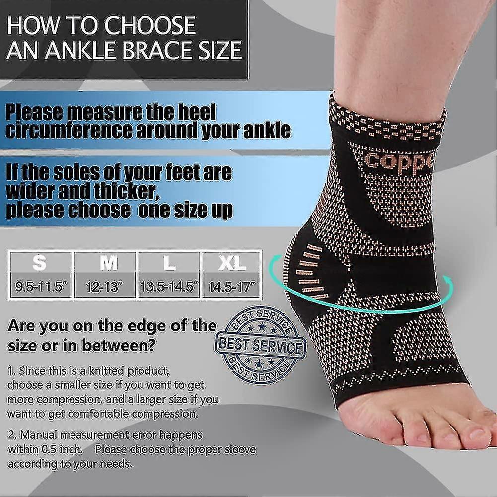 Copper Ankle Brace 1 Pair Ankle Compression Sleeve Socks For Sprained ...