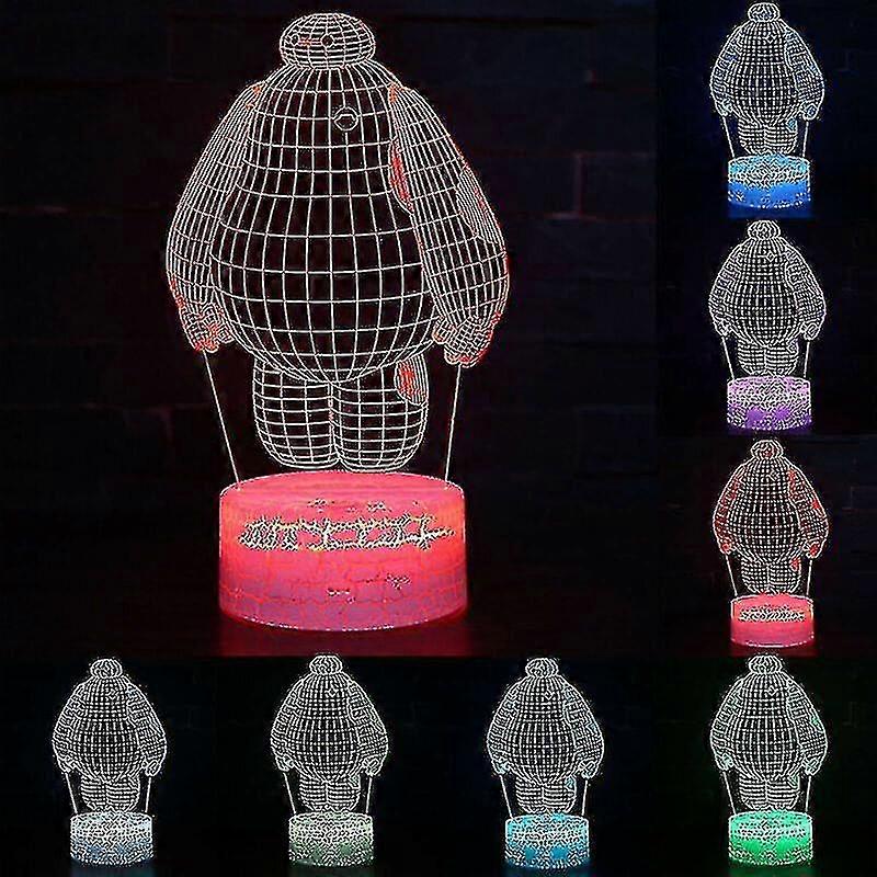 Led Night Light Home Desks Touch Lamp 3d Colour Change Baymax Bedroom ...