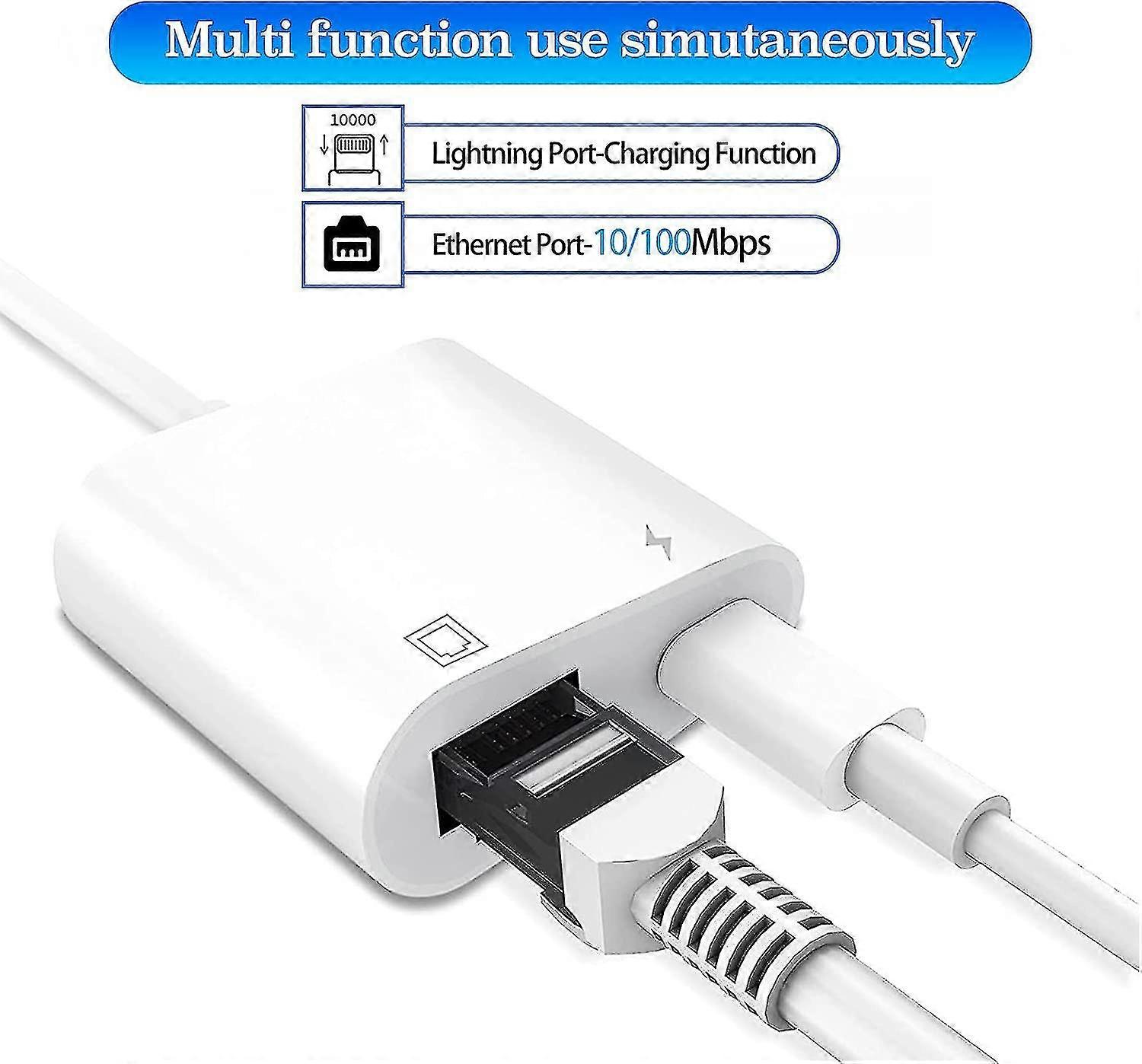 New,suitable Lightning To Ethernet Adapter, Compatible 2 In 1 Ethernet ...
