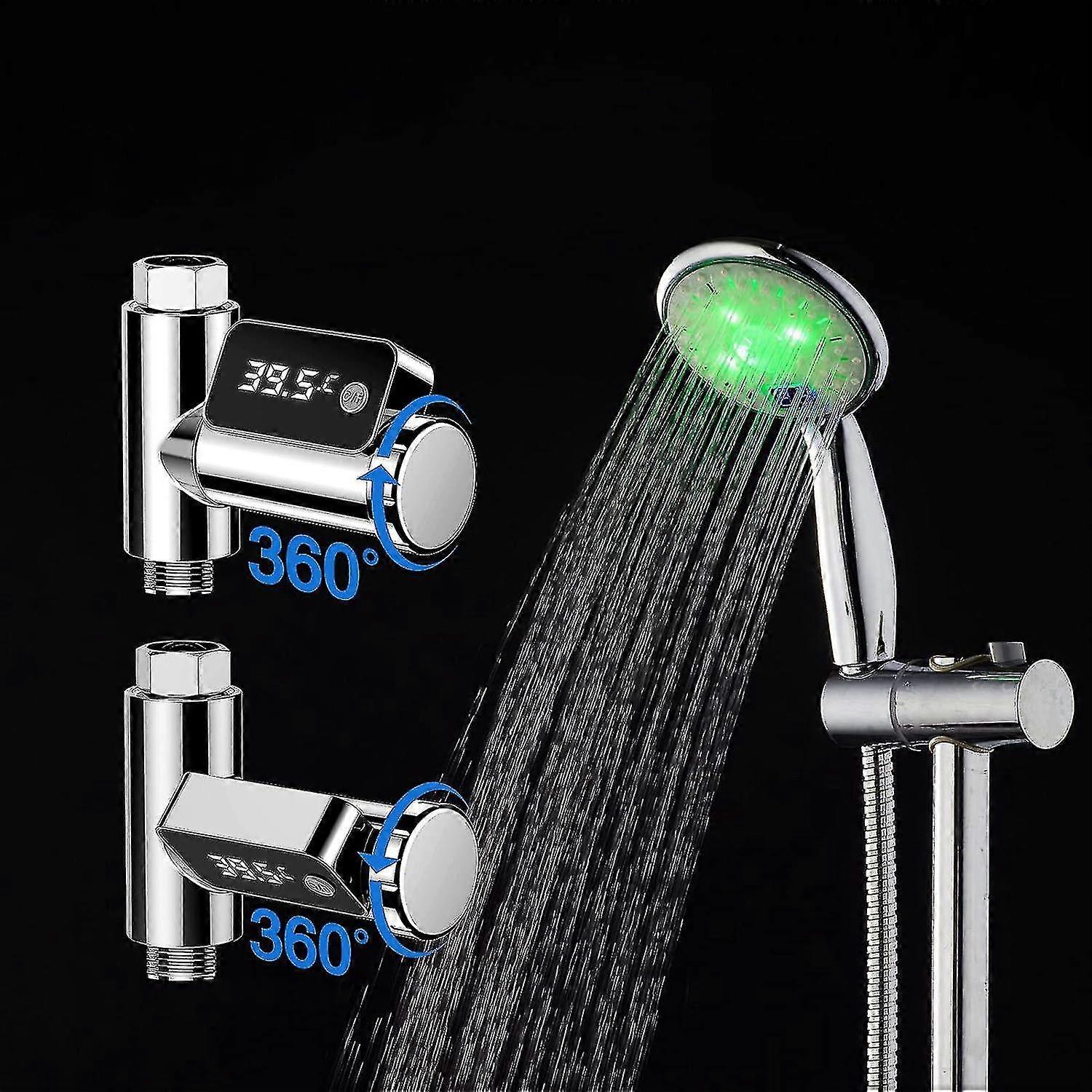 Digital Shower Thermometer, LED Display Water Temperature Monitor & 360 ...