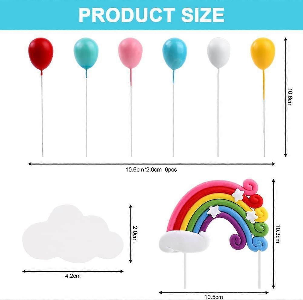 12 Pieces Happy Birthday Cake Toppers, Rainbow Balloon Cloud Theme ...