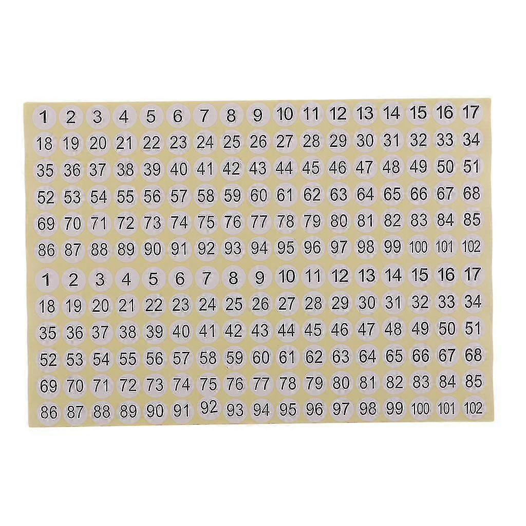 15 Sheets Round Sticky Numbered Labels 1-102 Self Adhesive Numbers ...