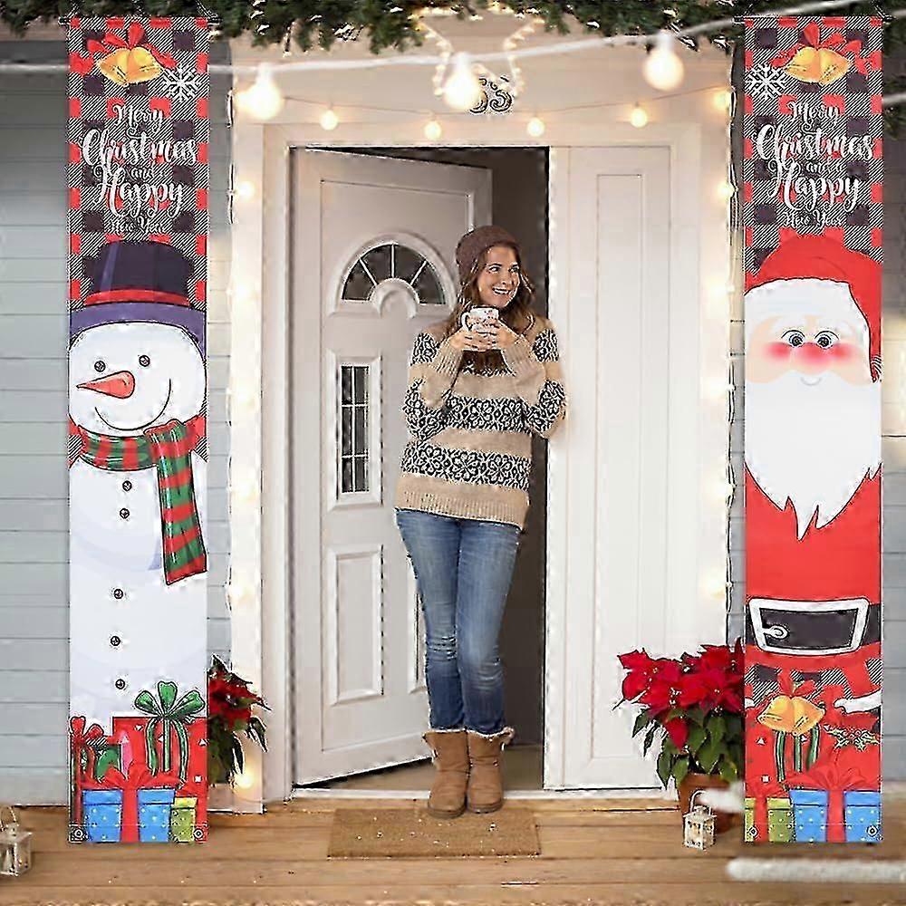 hristmas Door Decorations, Merry Christmas Door Banner Santa Claus ...