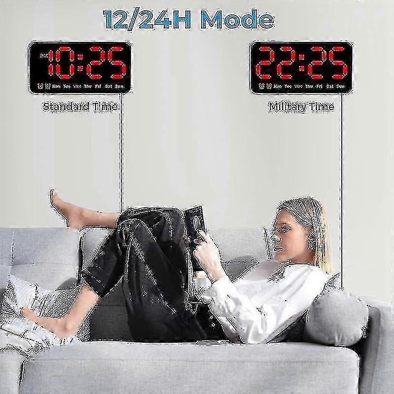 Digital Wall Clock, 9Inch LED Digital Clock Large Display with 12/24H ...