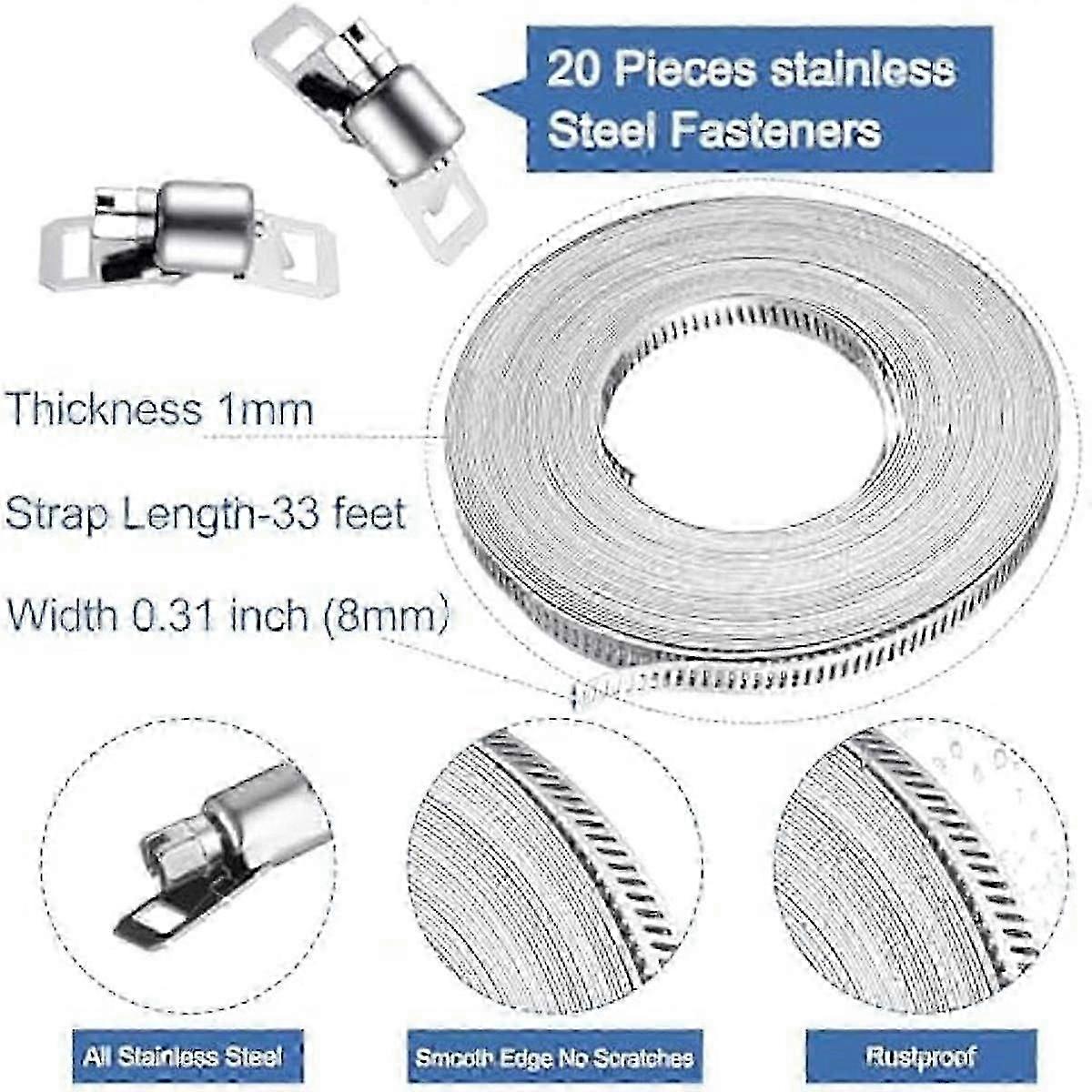 High quality brand new 33ft Stainless Steel Hose Clamp Diy Metal Strap ...