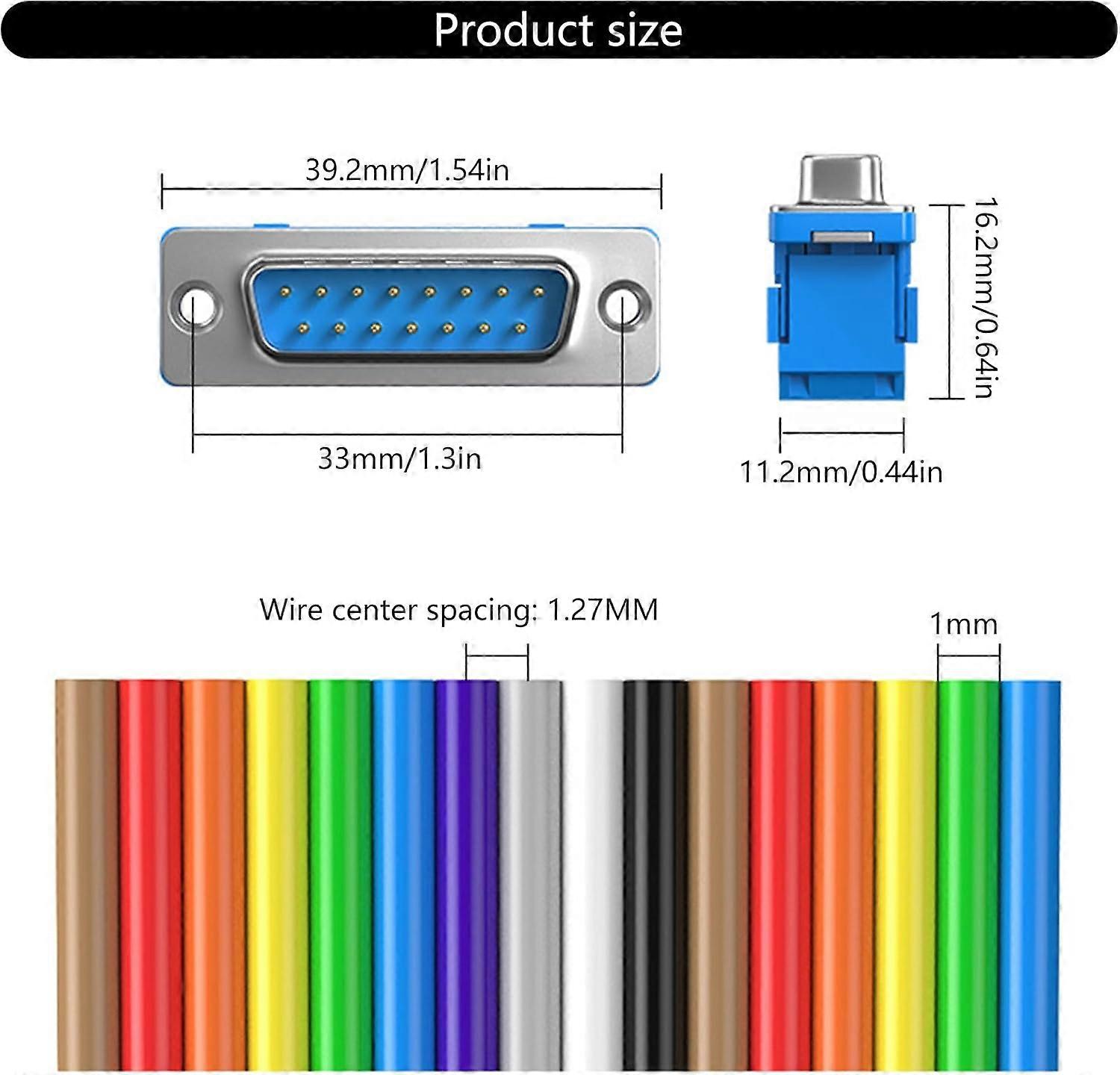 DB15 Female to Female Rainbow Ribbon Cable 8m Flat Flexible Design for ...