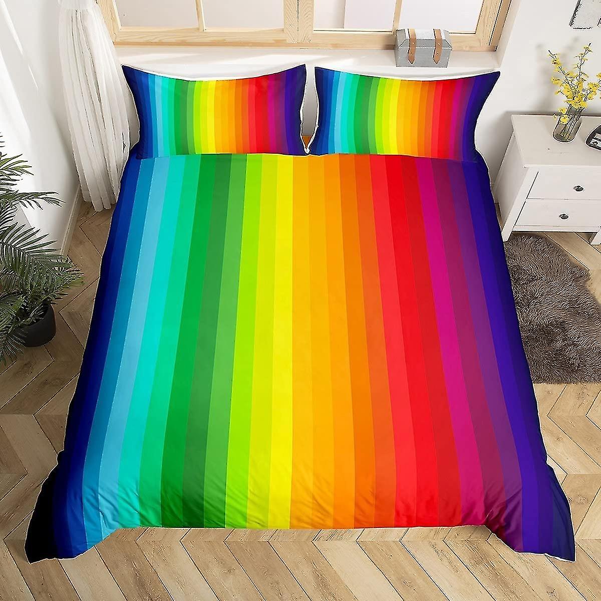Rainbow Comforter Duvet Cover Sets Colorful Palette Abstract Art Design ...
