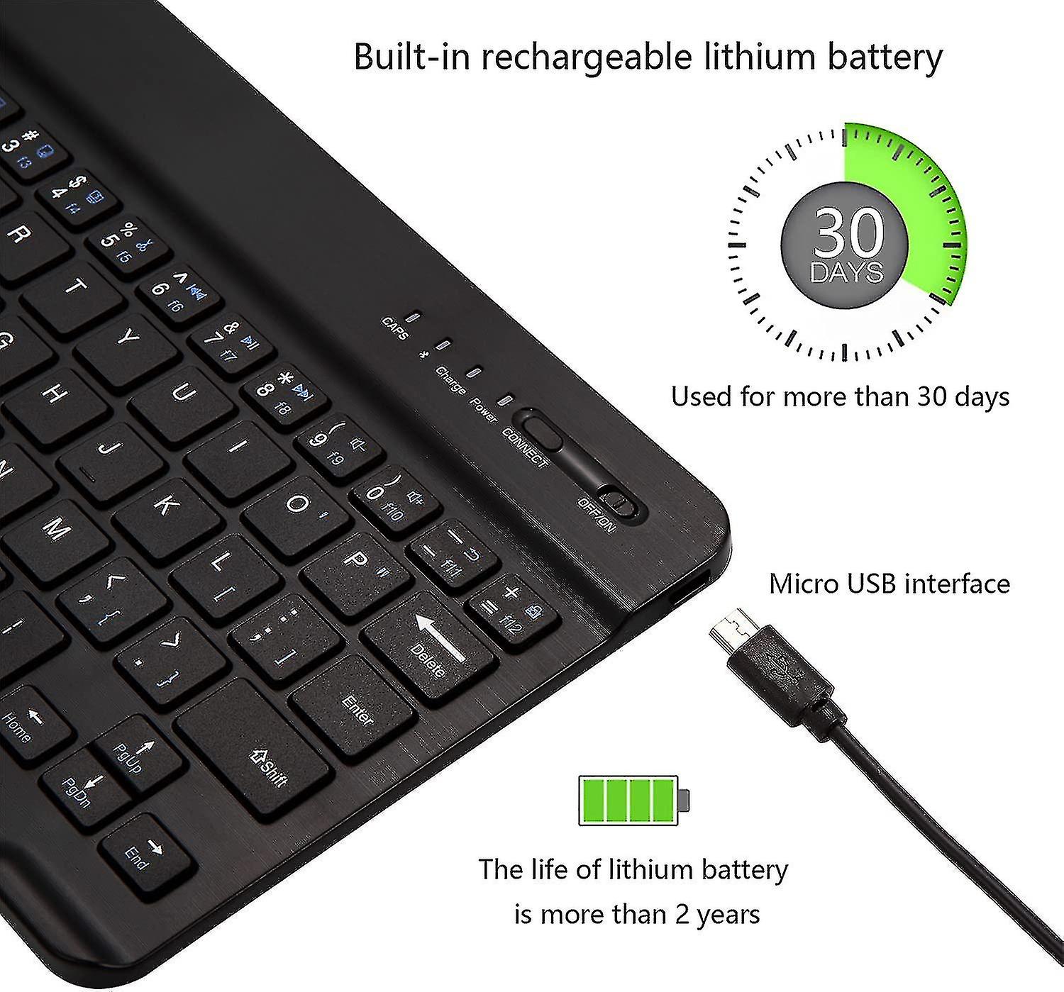 Bluetooth Keyboard,ultra-slim Rechargeable Wireless Bluetooth Keyboard ...
