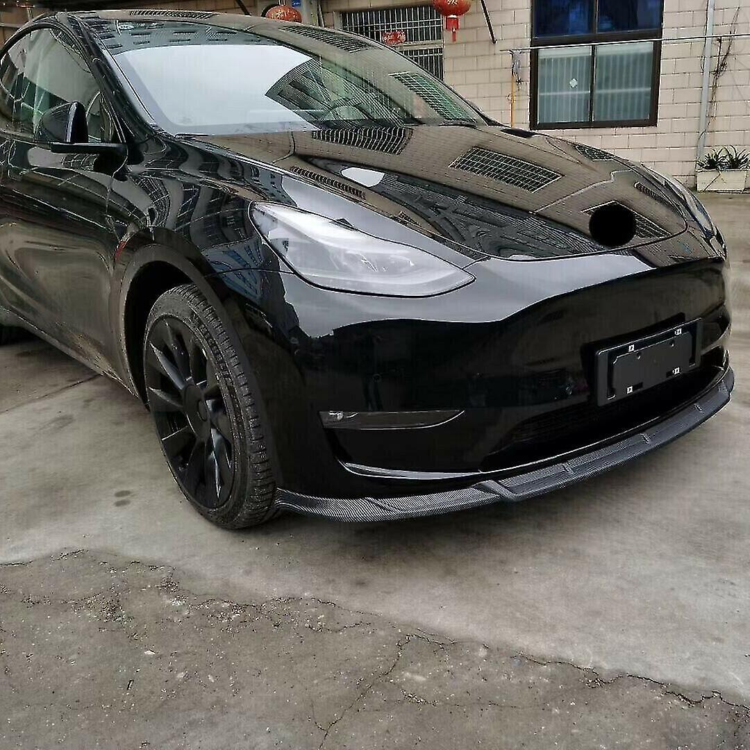 For Tesla Model Y 2020-2021 Front Bumper Lip Spoiler New Carbon Black ...