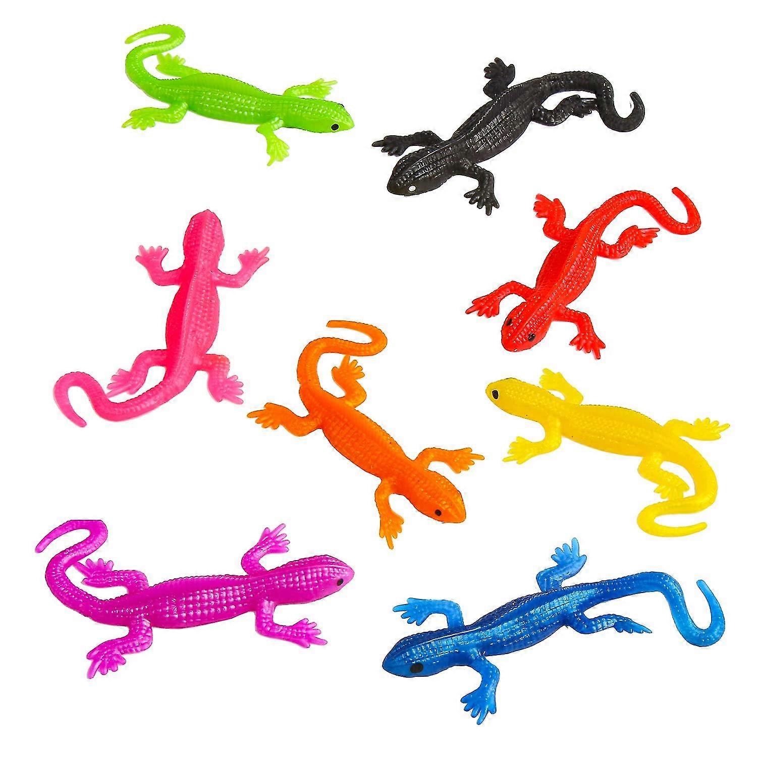 10 pcs Stretchy Lizard Toys Rubber TPR Sticky Lizards Stress Relief Toy ...