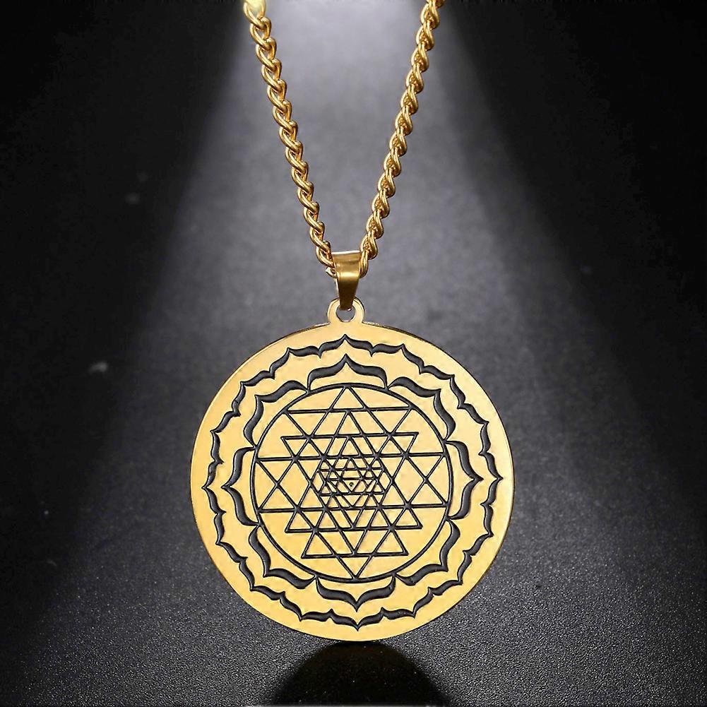 Dawapara Lotus Sri Yantra Symbol Necklace Stainless Steel Healing ...