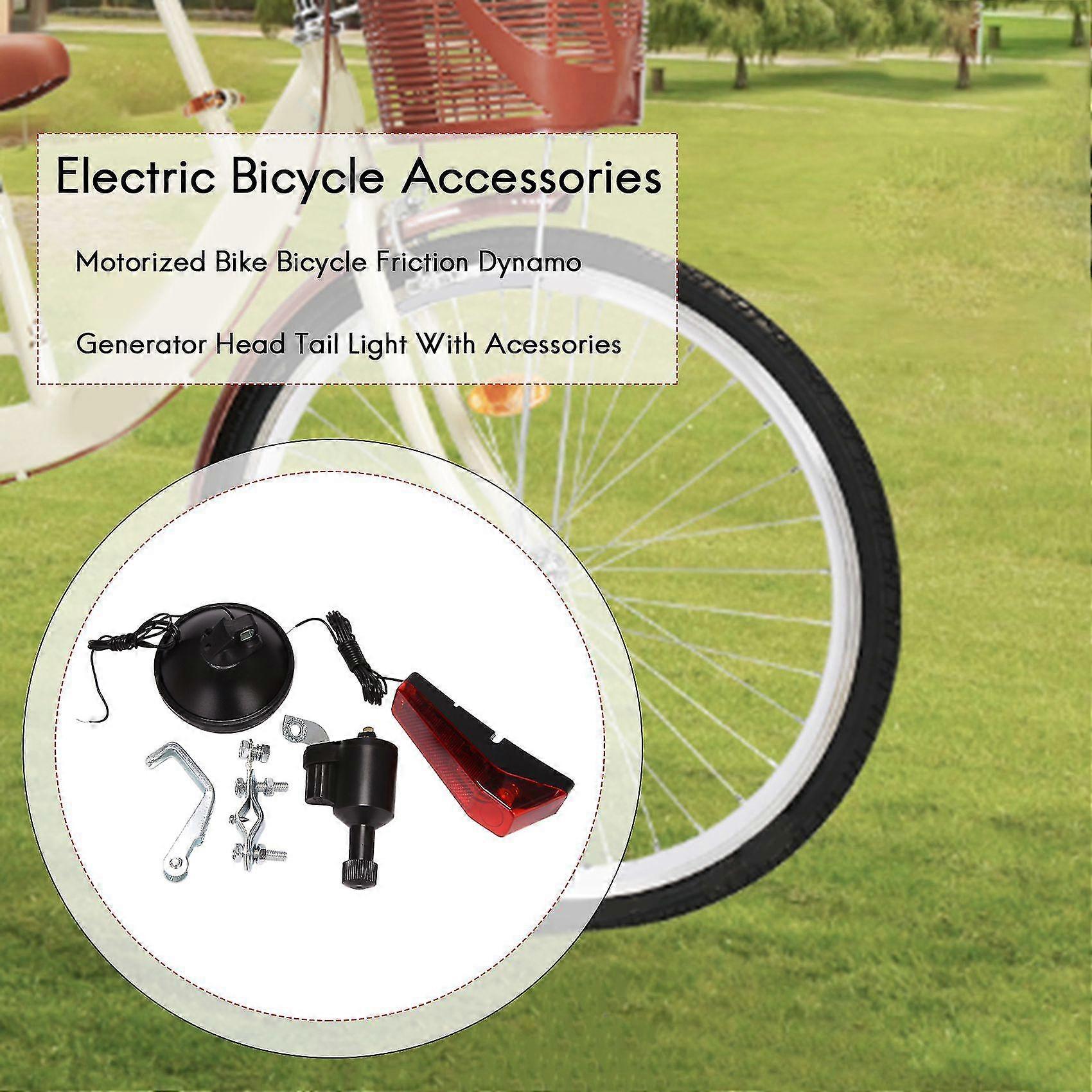 Motorized Bike Bicycle Friction Dynamo Generator Head Tail Light With ...
