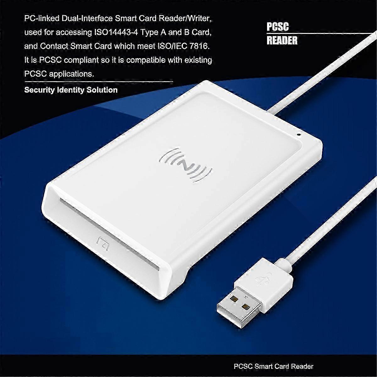 + Nfc 2-in-1 Smart Card Reader Pc-linked Dual-interface Smart Card ...