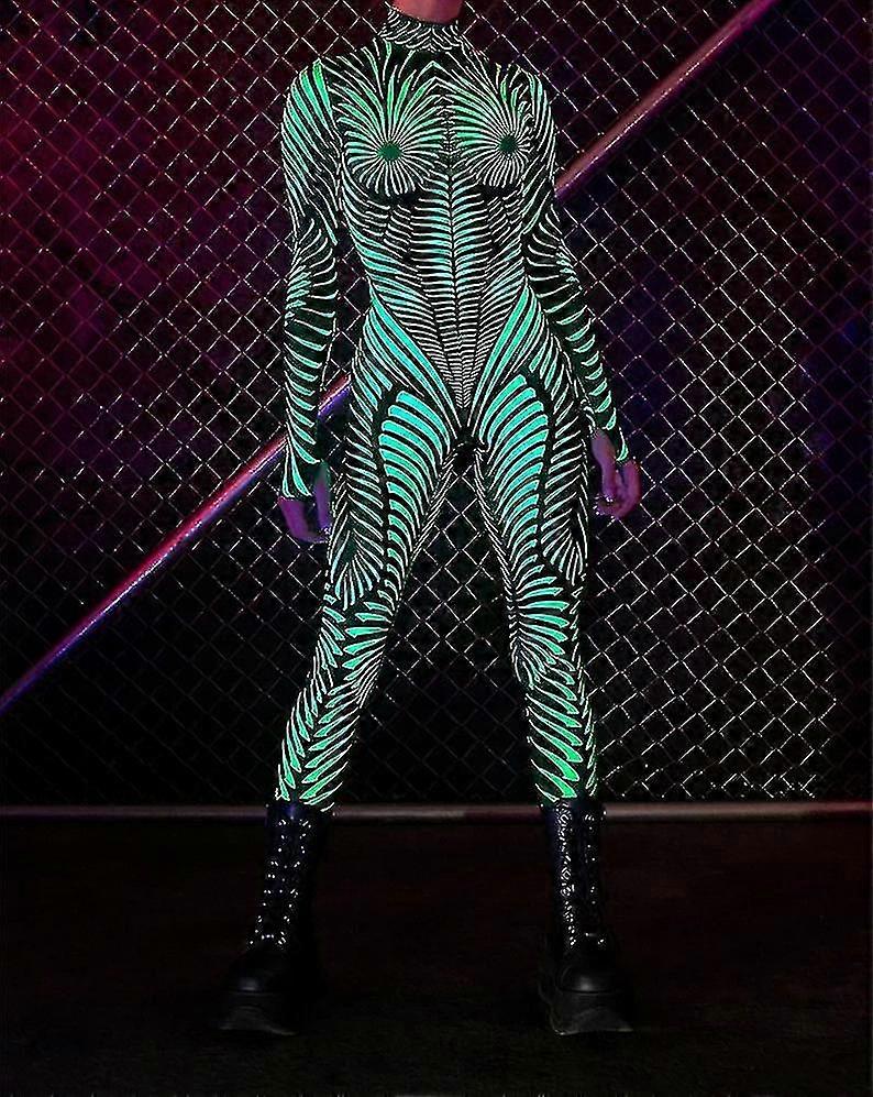 Uv Light Reactive Bodysuit, Green Neon Bodysuit, Uv Glow Bodysuit ...