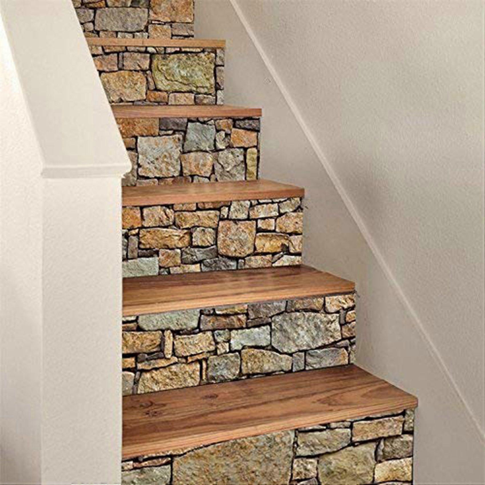 12Pcs 3D Stair Sticker Murals Wall Decal-Vintage Landscape Staircase ...