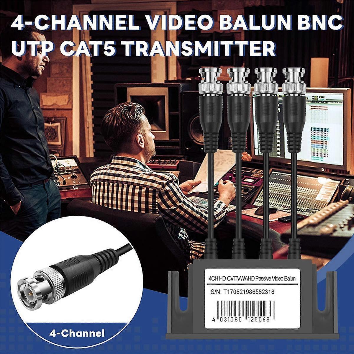 4-Channel Video Balun BNC UTP CAT5 Transmitter for CCTV/ Surveillance Camera Trend | Fruugo UK