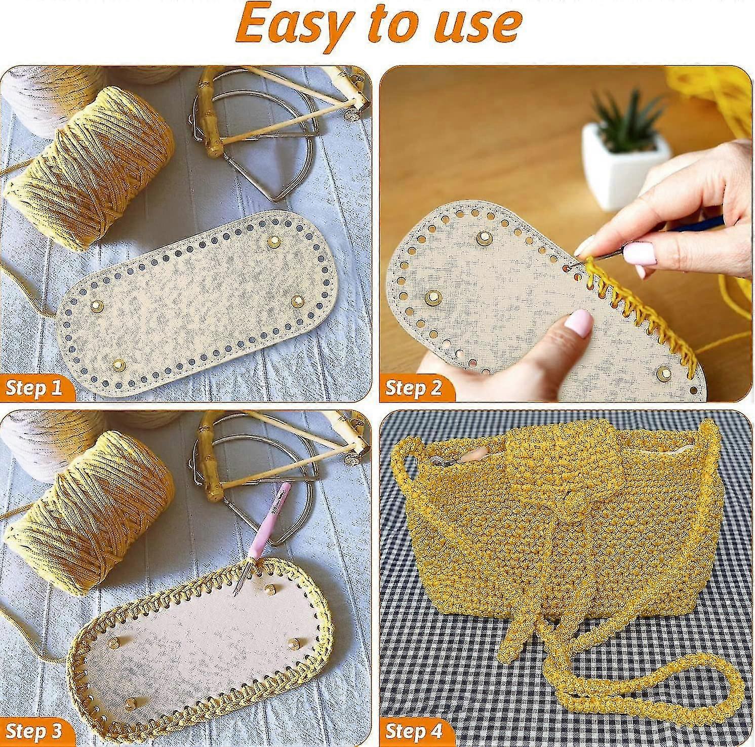 Crochet Bag Bottom, 4 Pieces Crochet Bag Base, Pu Leather Cushion ...