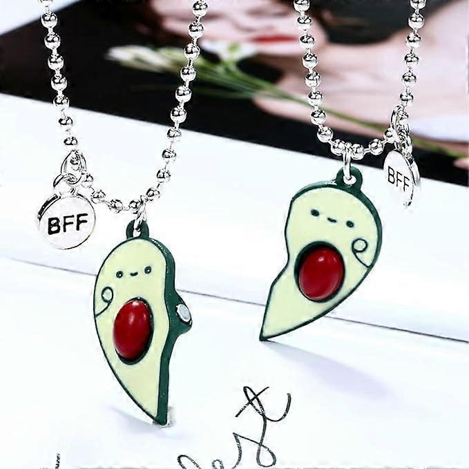 Pack of 2 Women's Silver Friendship Necklace, Avocado Bff Chains for 2 ...