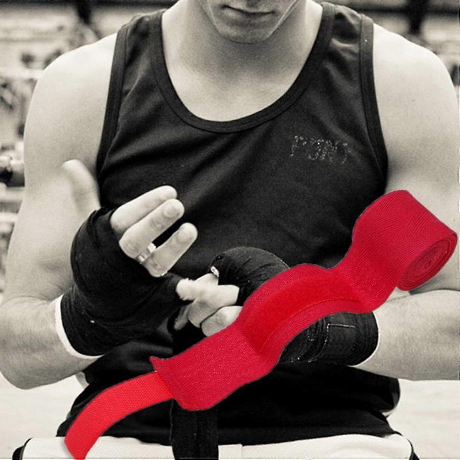 2 Pcs 2.5m Eslatic Cotton Sports Strap Boxing Bandage For Muay Thai Mma ...