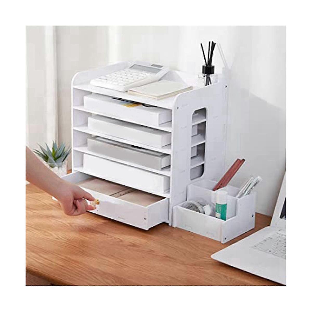 Wooden Desktop Organizer Tray File Sorter for Home Office Folder File ...