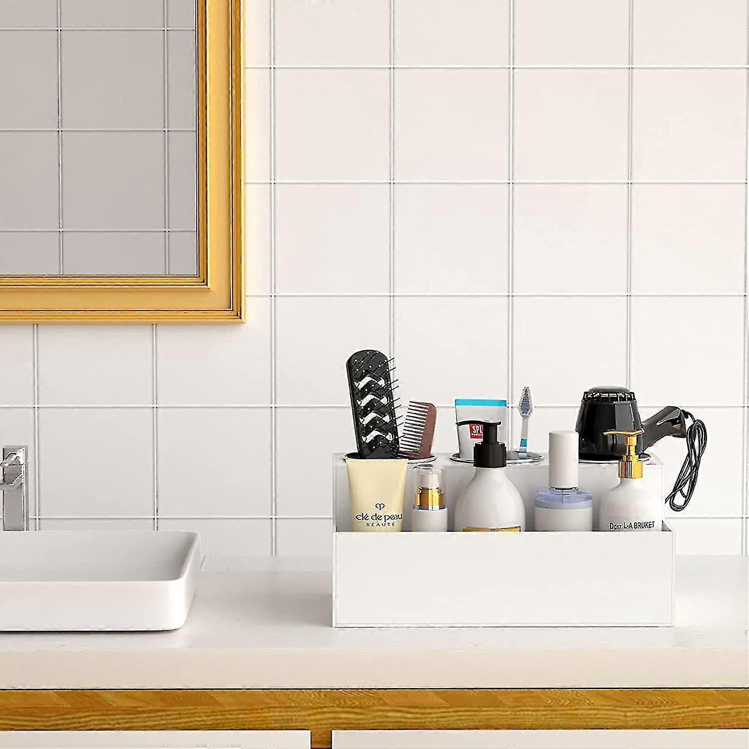 Hair Dryer Holder Hair Tools Organizer, White Acrylic Hair Dryer And ...