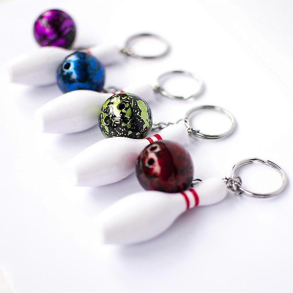 8 Pcs 7x3CM Mini Bowling Keychain Creative Plastic Keyring Decoration ...
