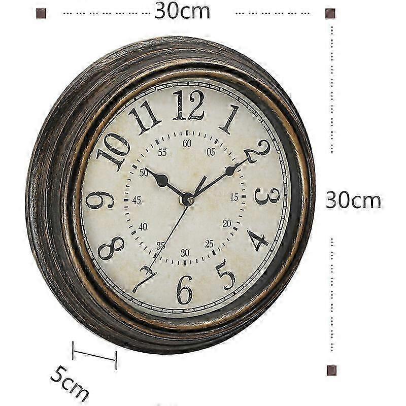 Vintage Quartz Wall Clock 30cm Silent Non Ticking Large Numbers & HD ...