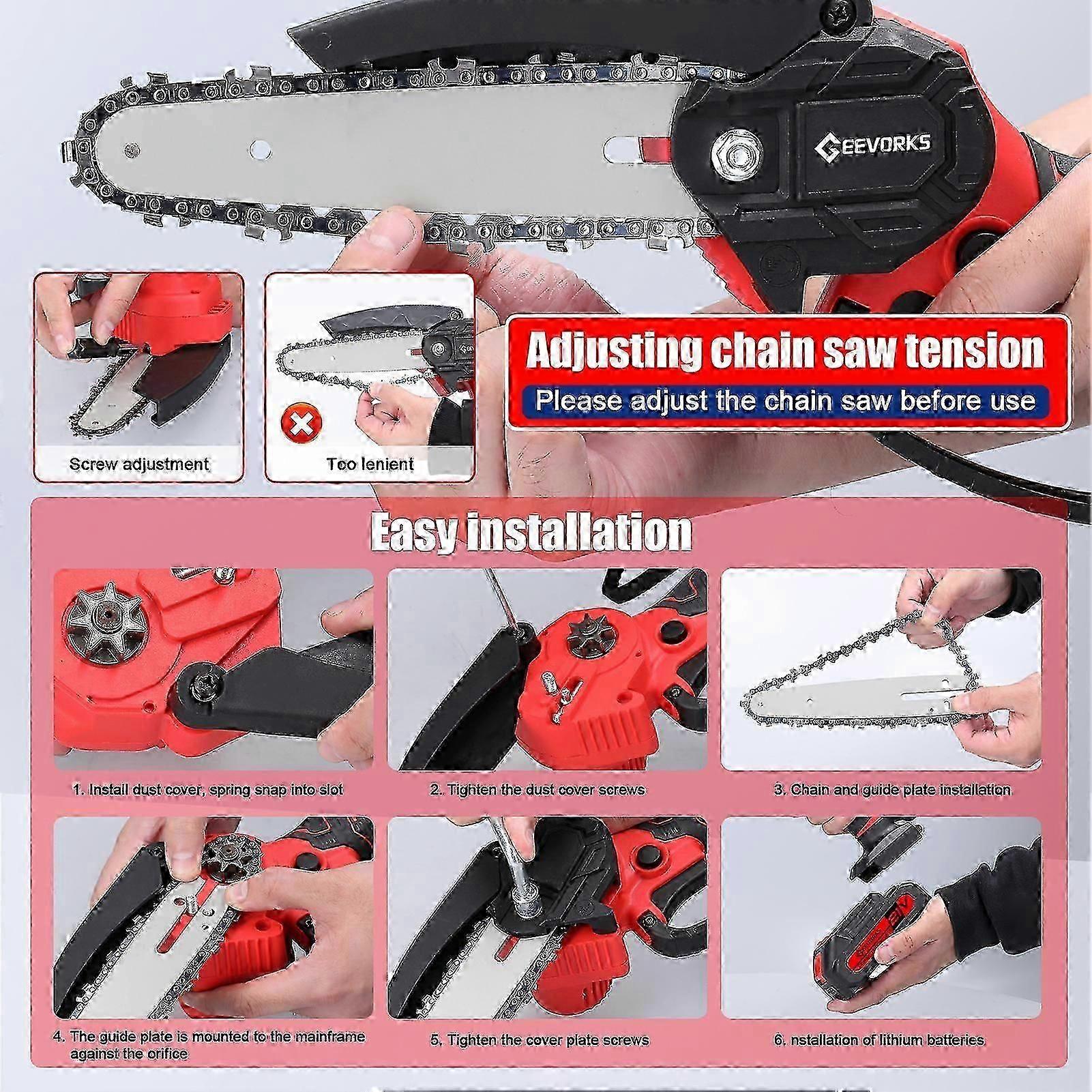 21V 6inch Portable Electric Chainsaw and 30mm Cordless Pruning Shear ...