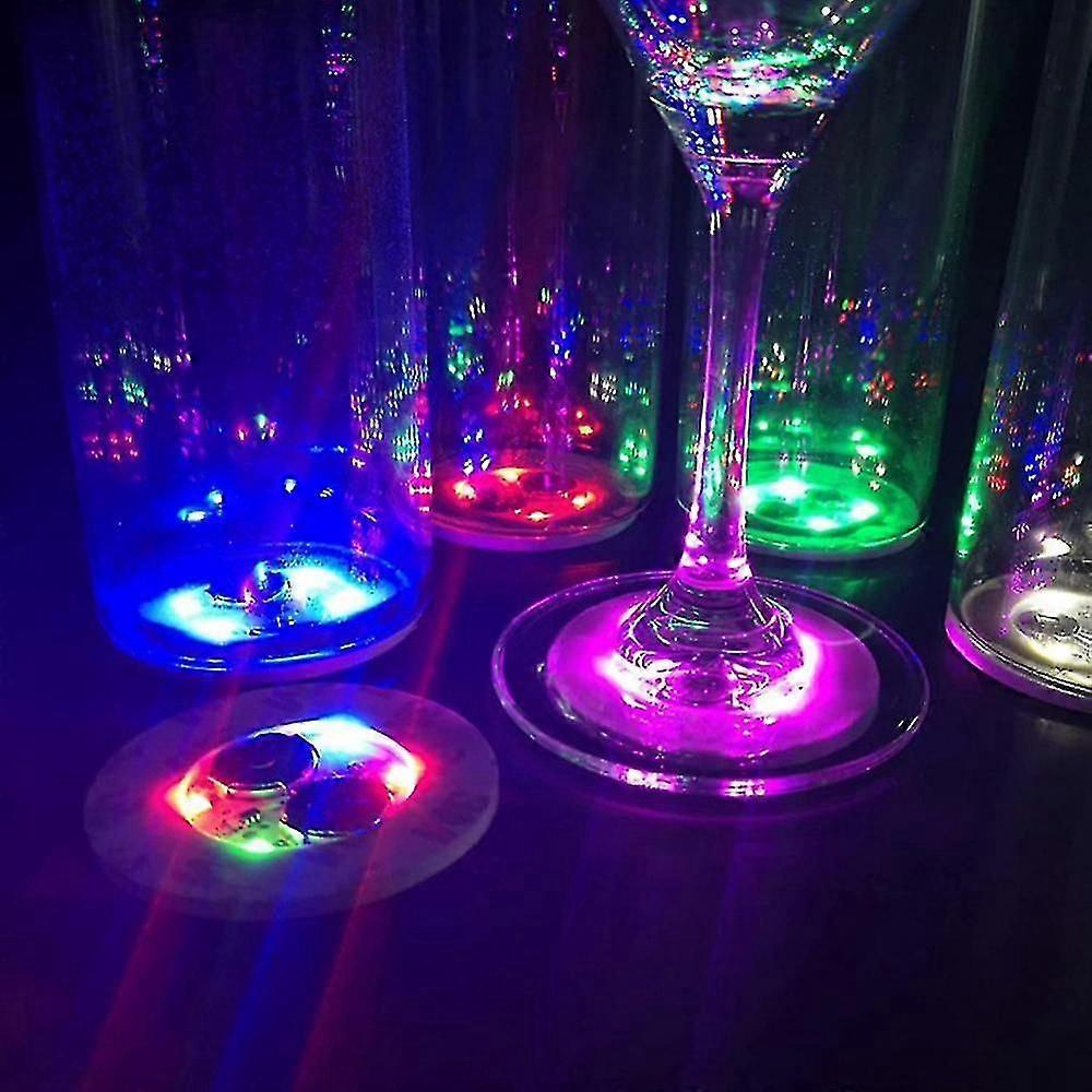 LED Coaster Lights Round Flash Cup Mat Stickers for Wine Liquor Bottles ...