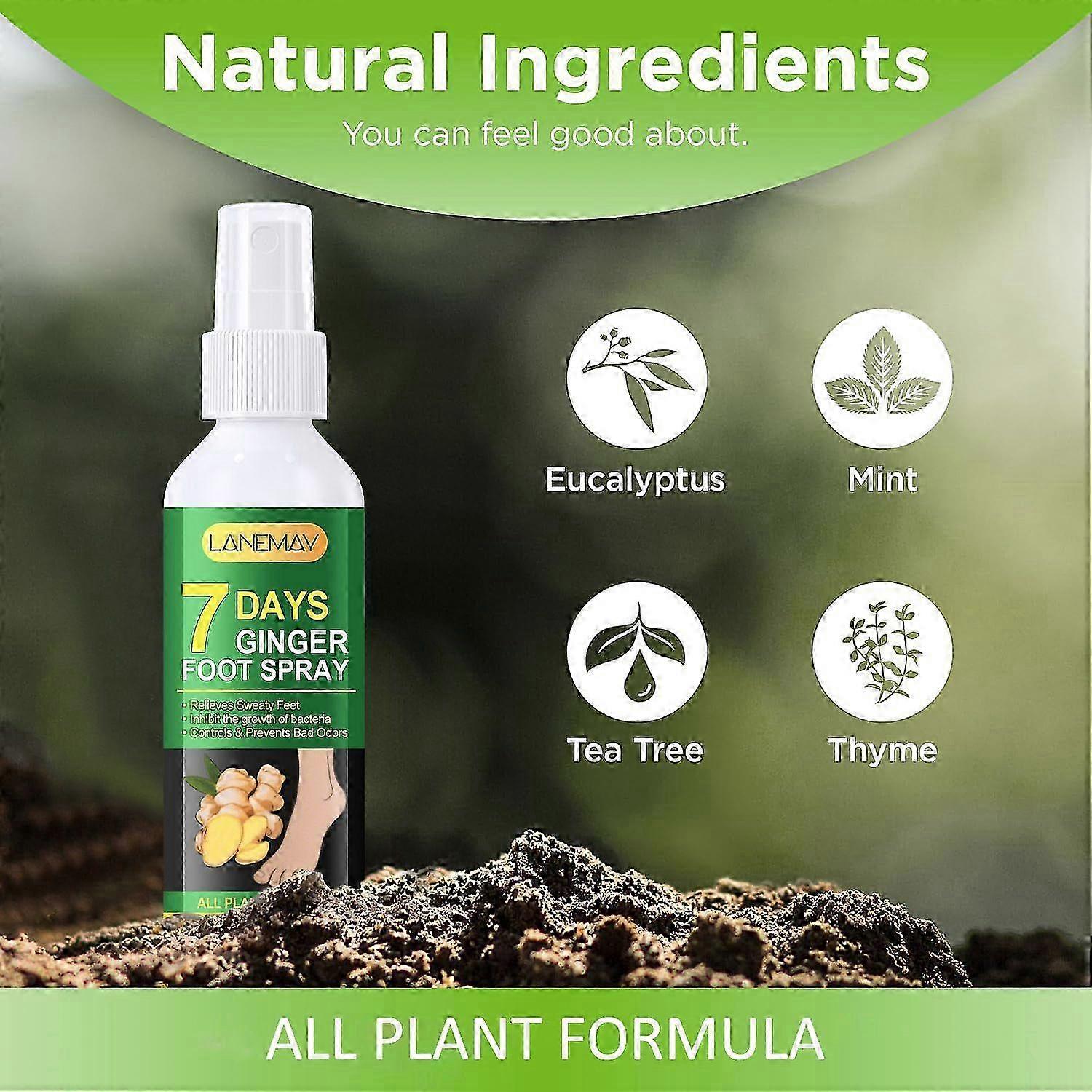 7 Days Ginger Foot Spray - Odor Control & Callus Care, Natural Ginger ...