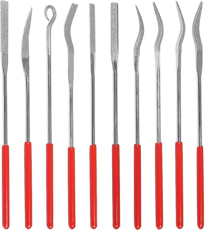 10pcs Assorted Mini Diamond Needle File Watch File Tools Red Metal ...
