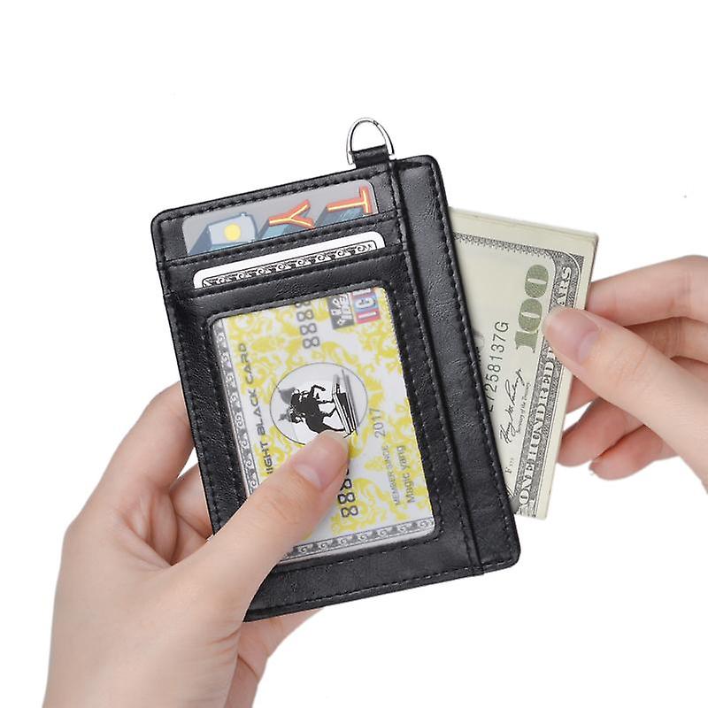 Bank Card Wallet RFID Anti-magnetic ID Card with Ring Pocket Bus Card ...