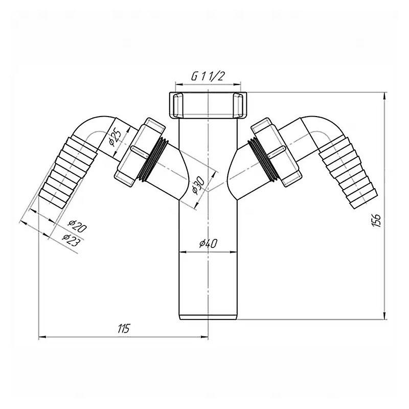 Drain Waste Trap Pipe Connector 1 1/2" BSP x 40mm with Double ...