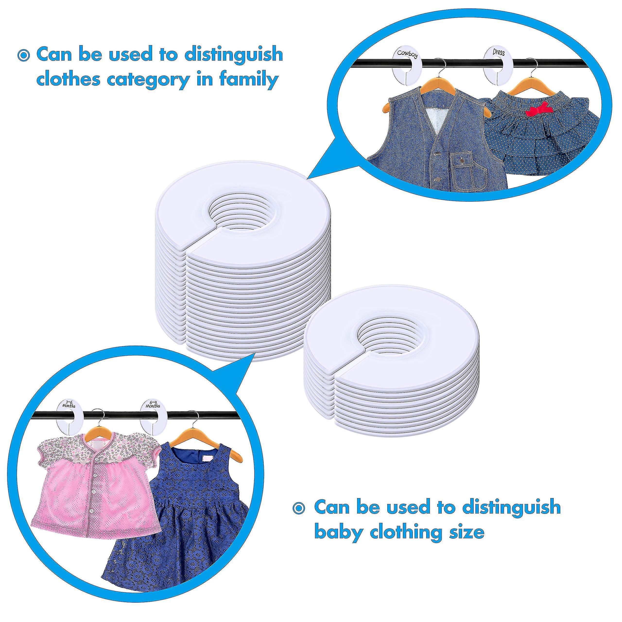 Pack Of 30 White Round Clothes Size Hanger Dividers For Closet (outside ...