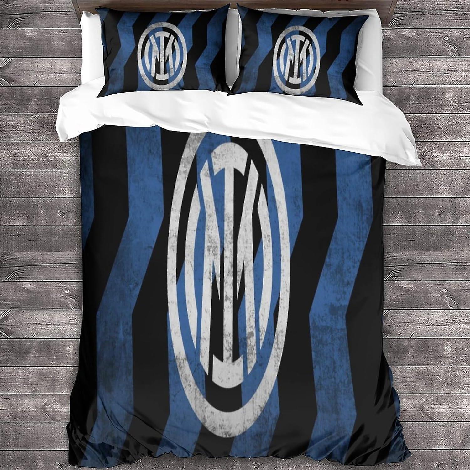 HOUKIG Inter Milan Bedding Set 3 Piece Super Club Printed Microfibre Zip Duvet Cover | Fruugo UK