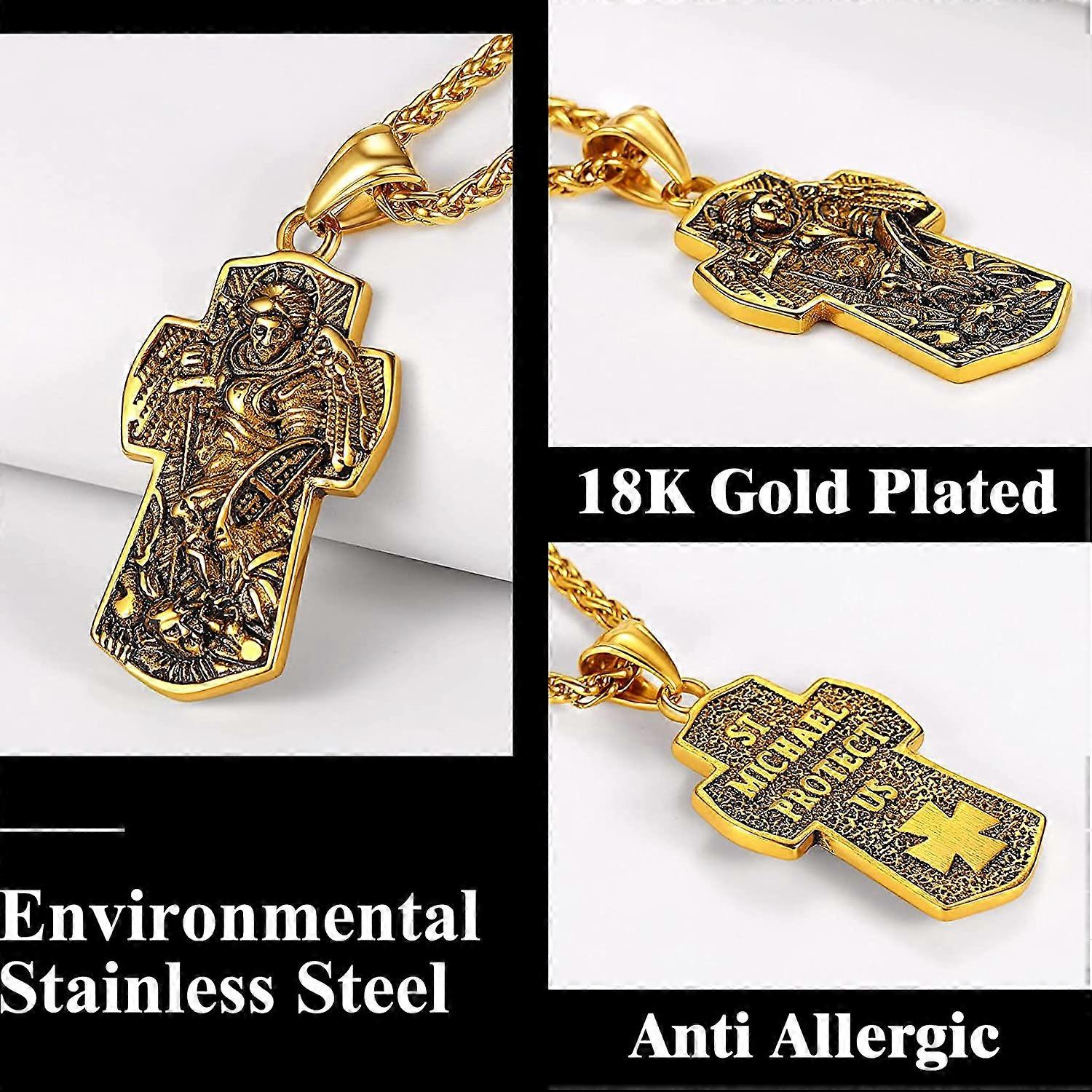 Gpunk Archangel St Michael Saint Medal Pendant Necklace For Men/women ...