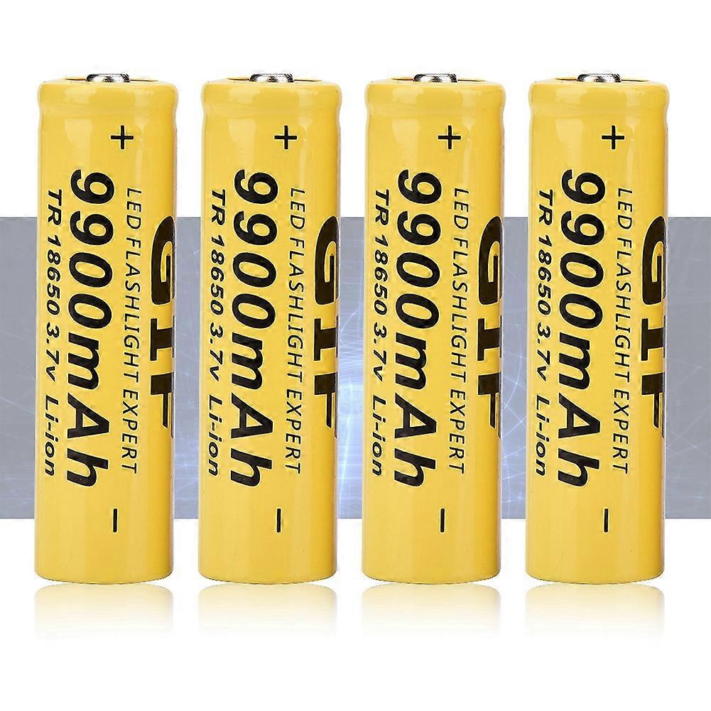 4PCS Flashlight Battery GIF 9900mAh 18650 Rechargeable Battery Yellow ...