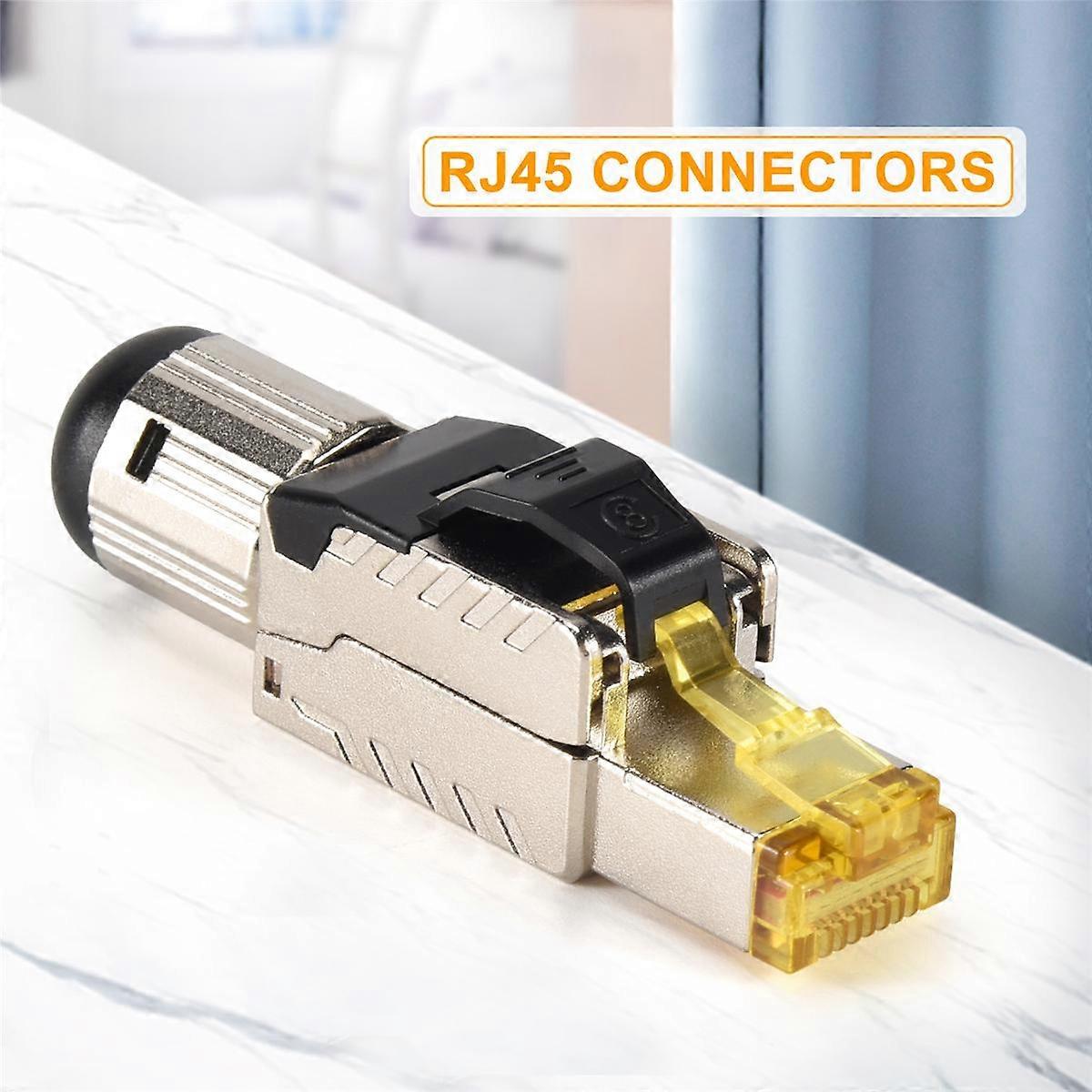 6-Pack Tool Free Shielded RJ45 Cat 8, Cat8 Field Termination Plug, Cat8 ...