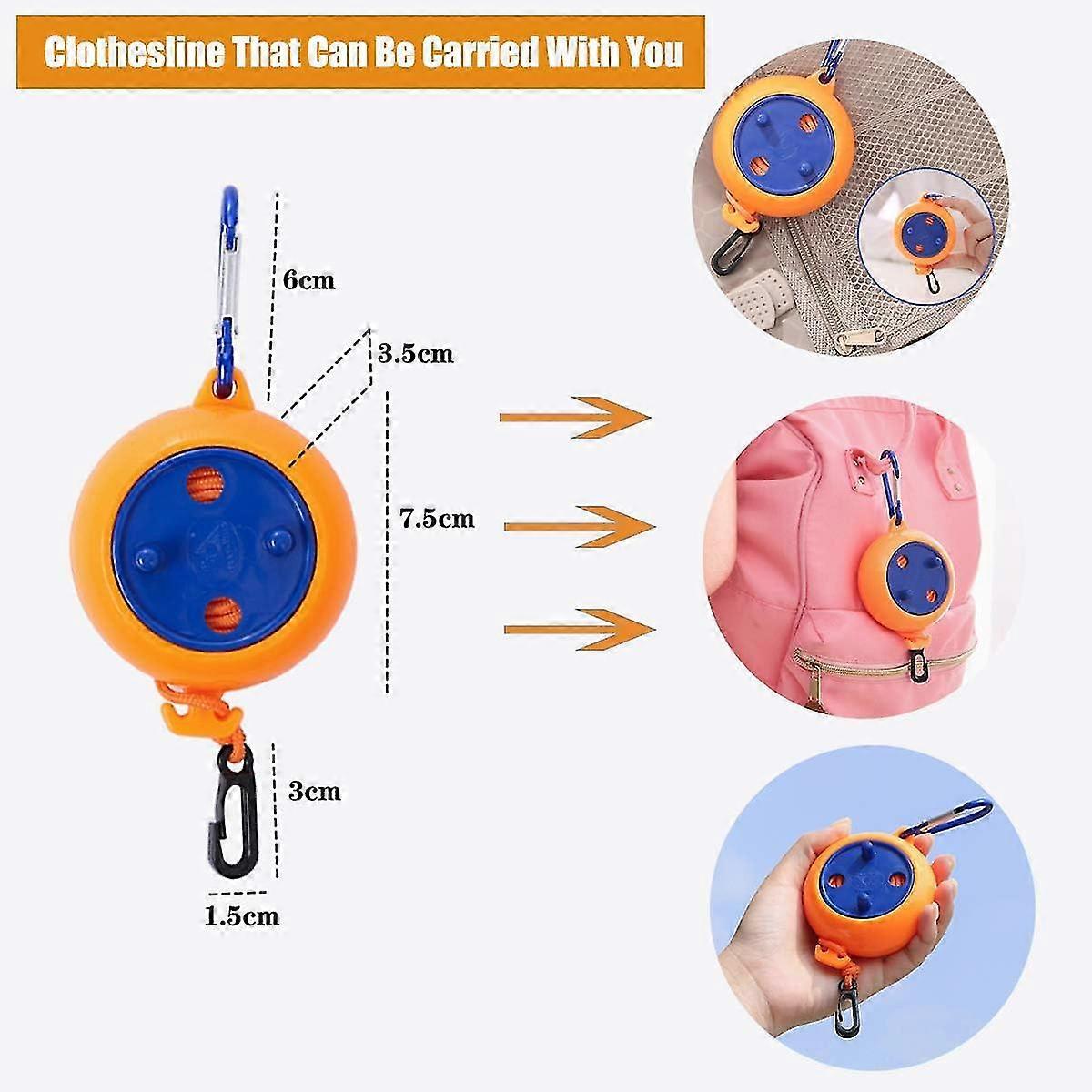 Camping Washing Line, 8 Meters Travel Clothesline Retractable Laundry ...