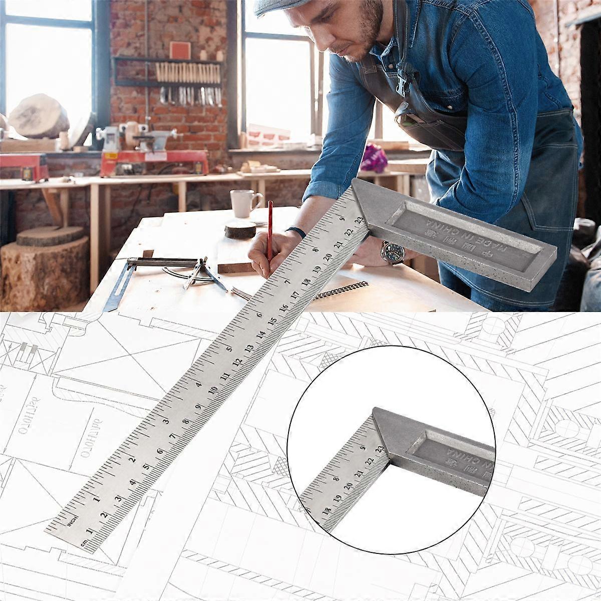 90 Degree 25cm Length Stainless Steel L-Square Angle Ruler | Fruugo UK