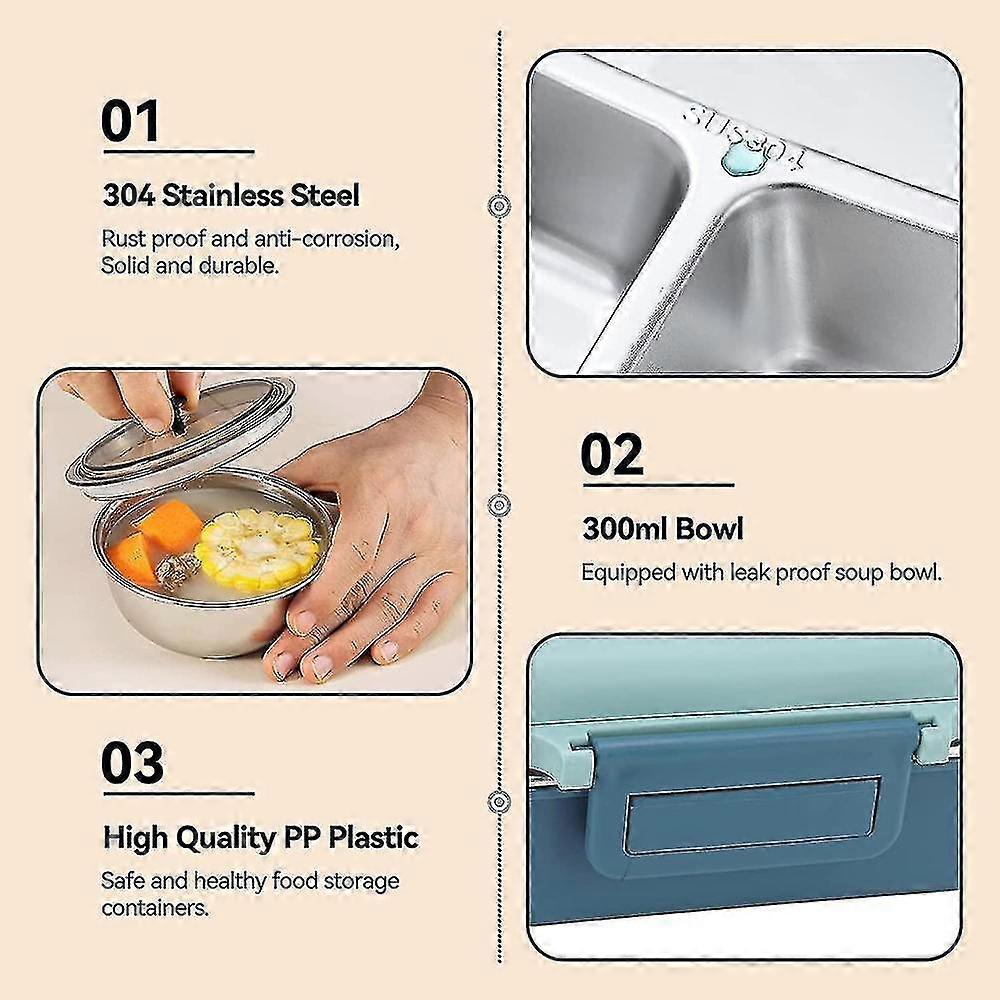 Thermal Lunch Containers, 4 Compartments Insulated Lunch Bo* Portable ...