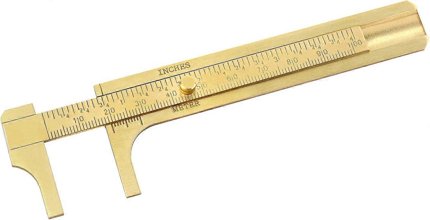 4 Inch Vernier Caliper, Brass Sliding Double Scale Handy Gauge Ruler ...