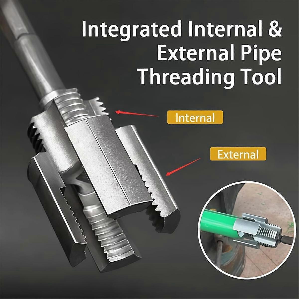 Integrated Internal & External Pipe Threading Tool, 1/2inch+3/4inch ...