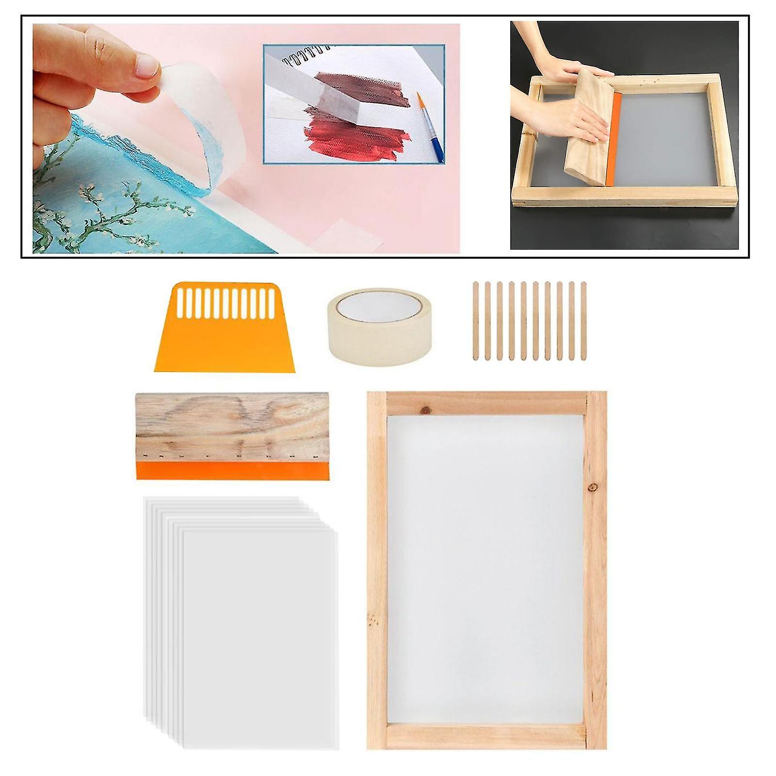24 Pieces Screen Ter Kit Silk Screen Frame With Squeees Tool For Diy S ...