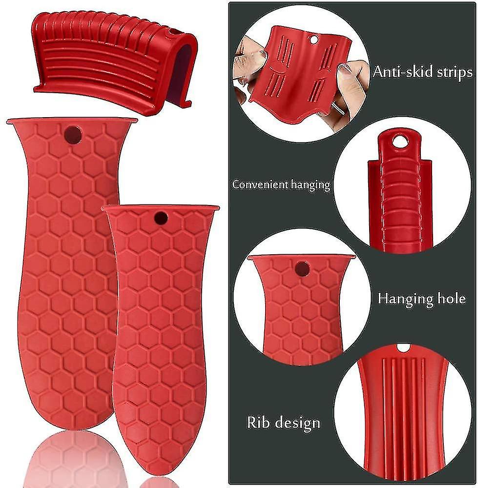 Silicone Hot Handle Holder, 4 Pack Assist Pan Handle Sleeve Pot Holders ...