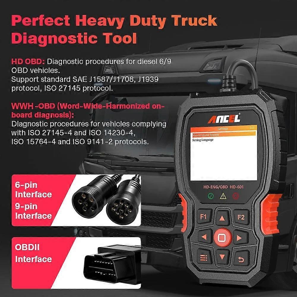 ANCEL HD601 Heavy Duty Truck Scanner HD OBD All System Diesel Scan Tool ...